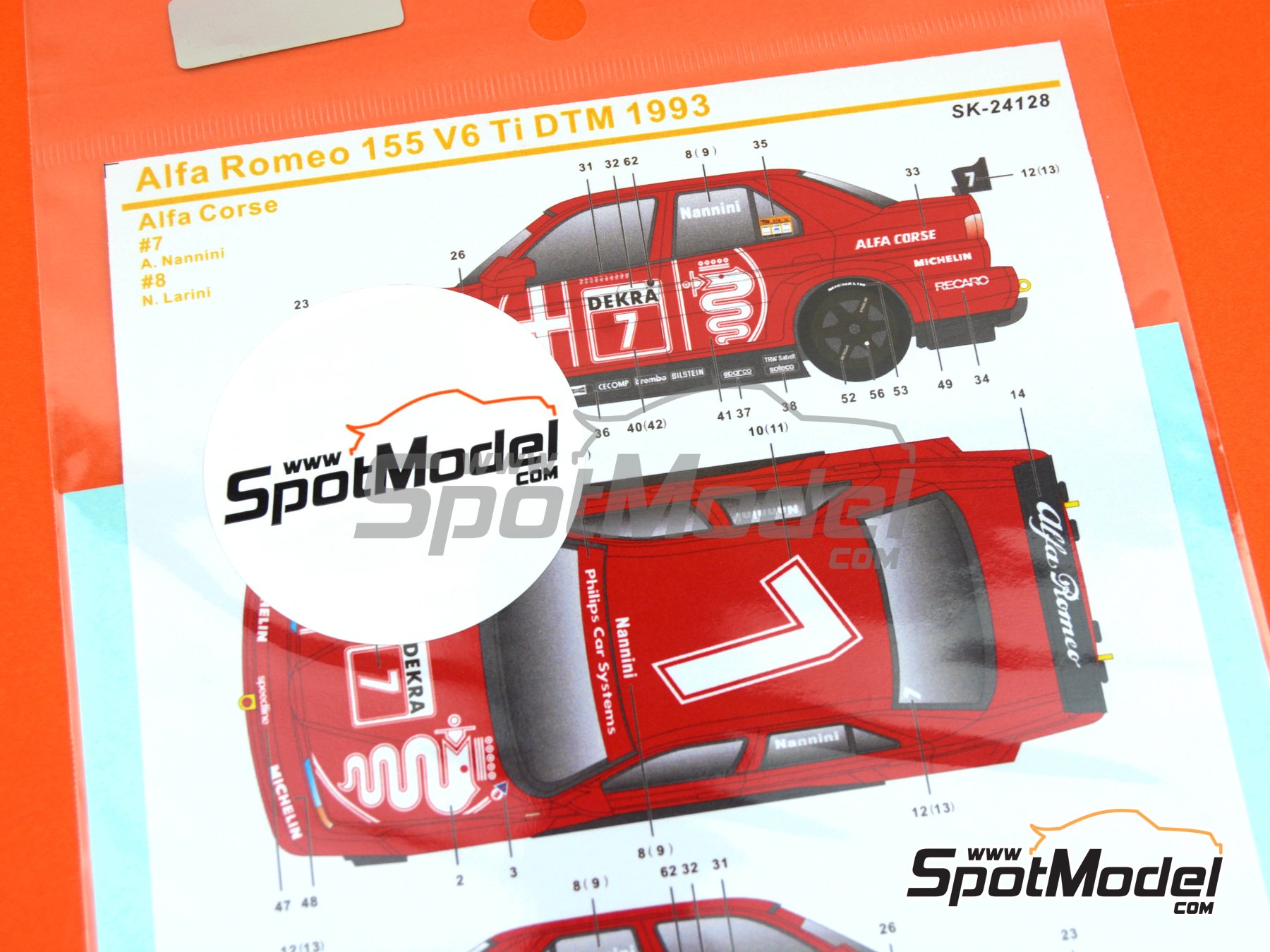 SK Decals SK24128: Marking / livery 1/24 scale - Alfa Romeo 155 V6 TI Alfa Corse Team sponsored ...